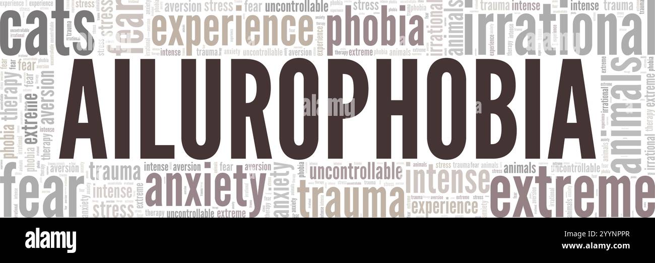 Ailurophobia: Fear of Cats word cloud conceptual design isolated on ...