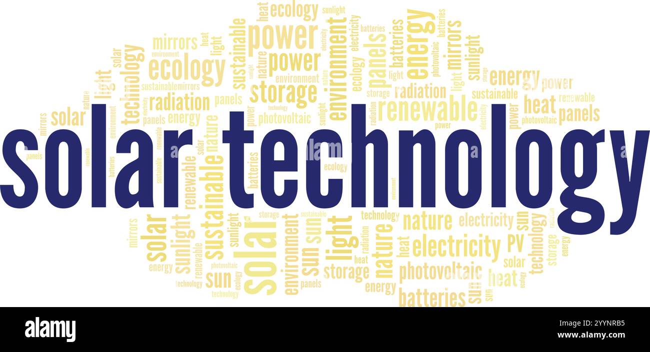 Stock Vector ID: 2532296215 Solar Technology word cloud conceptual design isolated on white ...