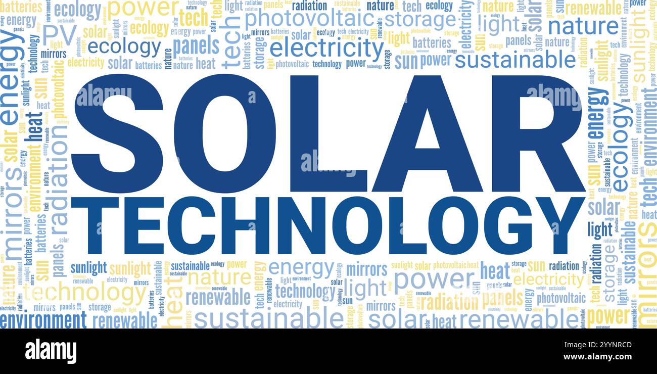 Stock Vector ID: 2532296215 Solar Technology word cloud conceptual design isolated on white ...