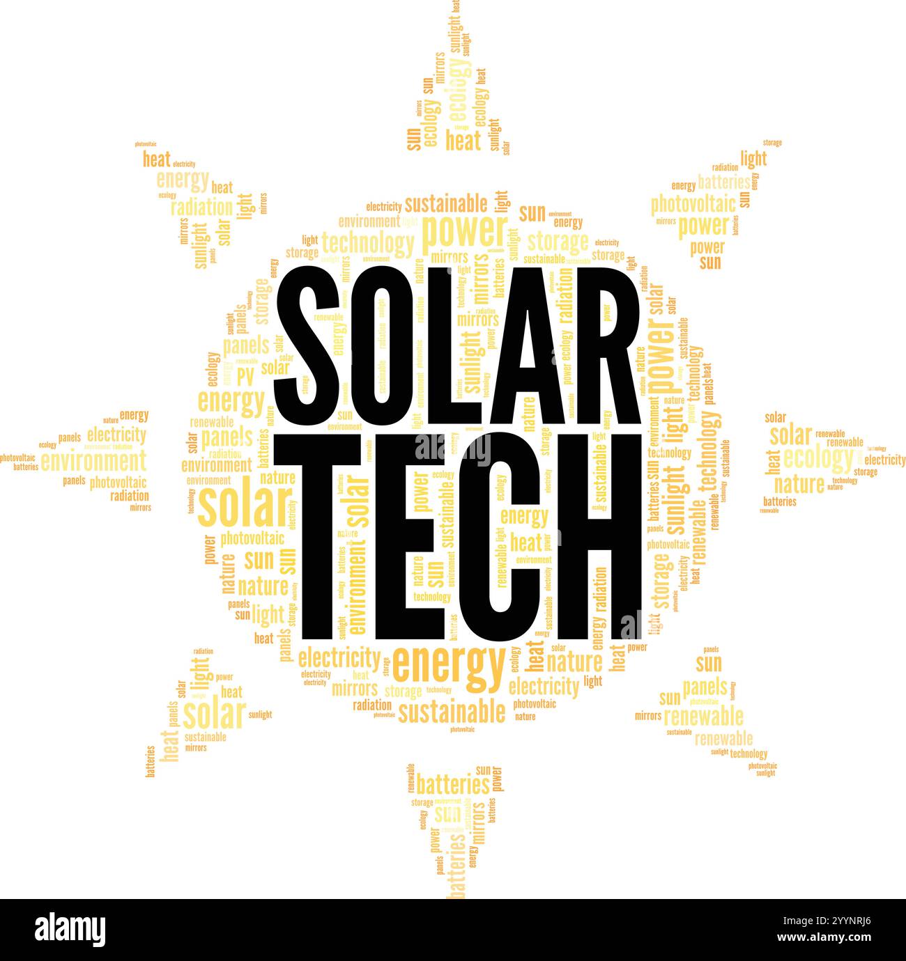 Stock Vector ID: 2532296215 Solar Technology word cloud conceptual design isolated on white ...