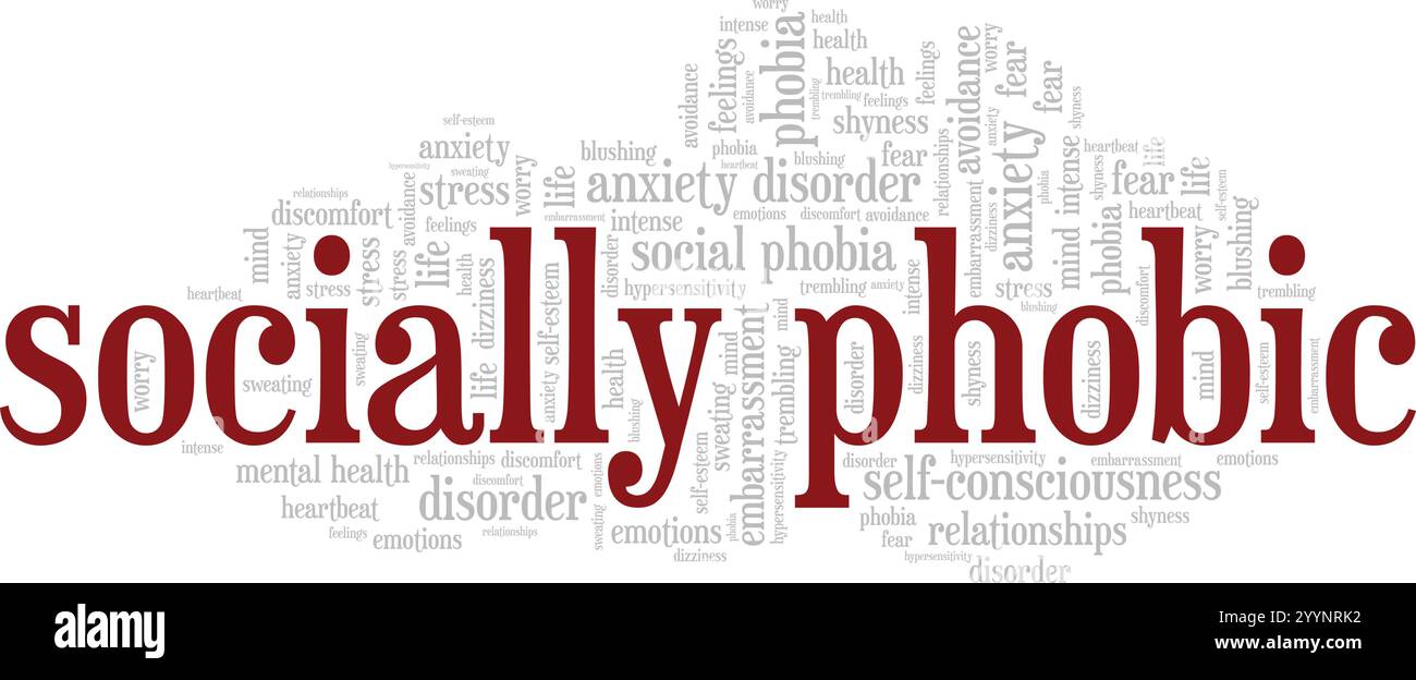 Socially Phobic word cloud conceptual design isolated on white ...