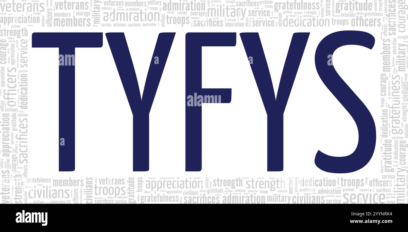 Thank You for Your Service TYFYS word cloud conceptual design isolated on white background Stock ...