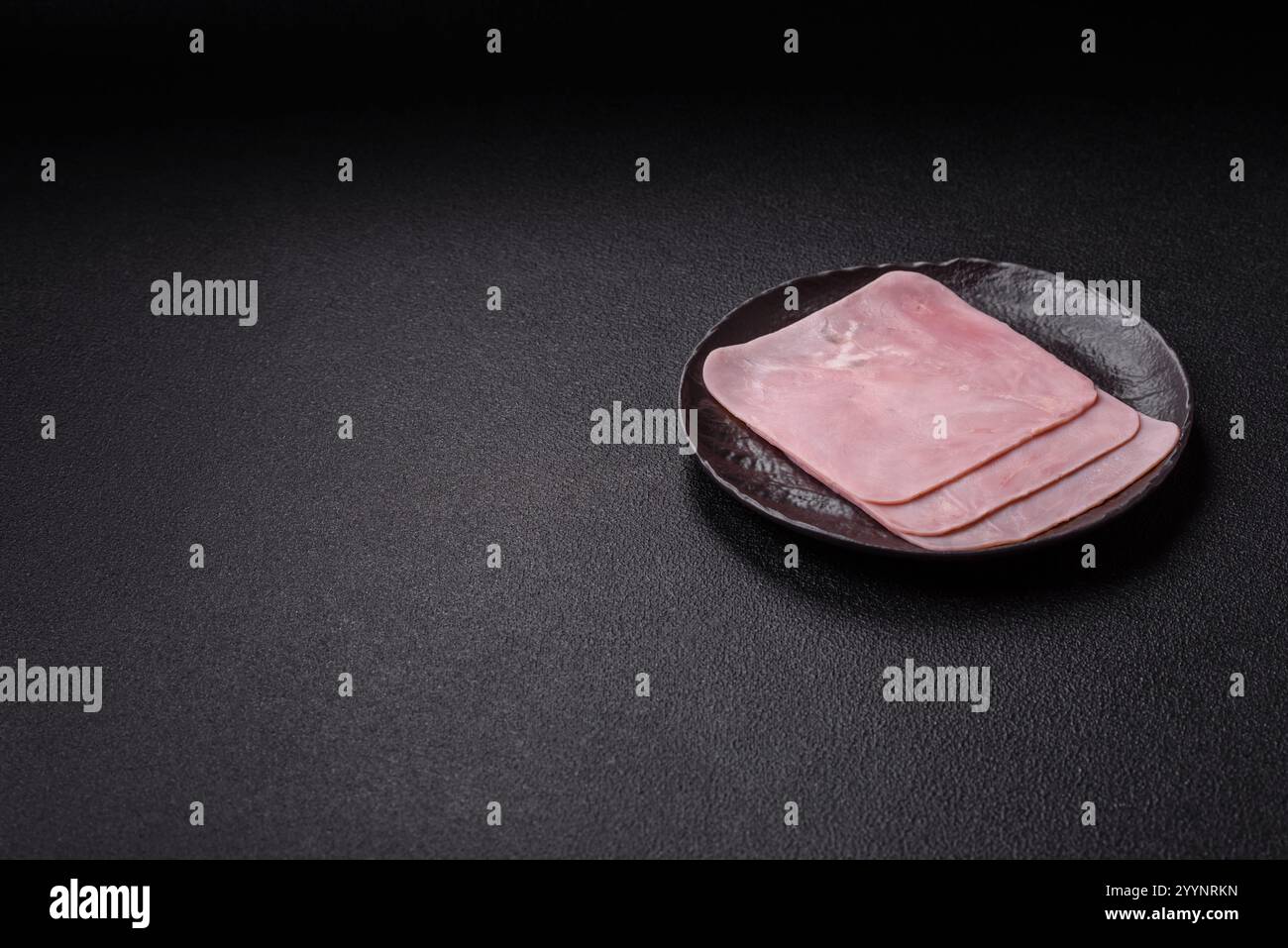 Ham cut into square slices for making delicious nutritious sandwiches ...