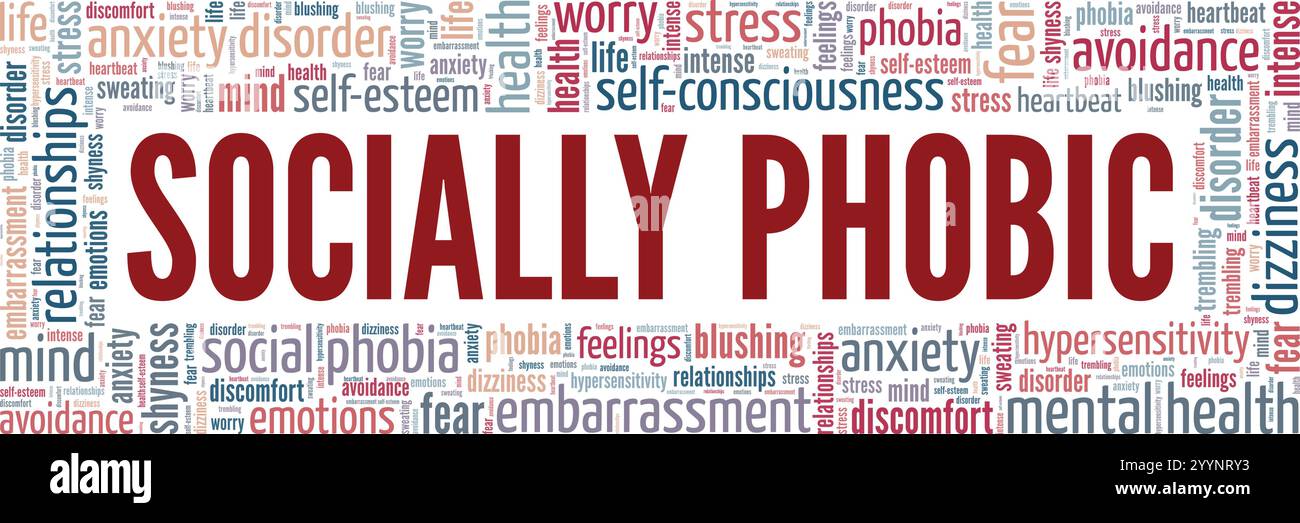 Socially Phobic word cloud conceptual design isolated on white ...