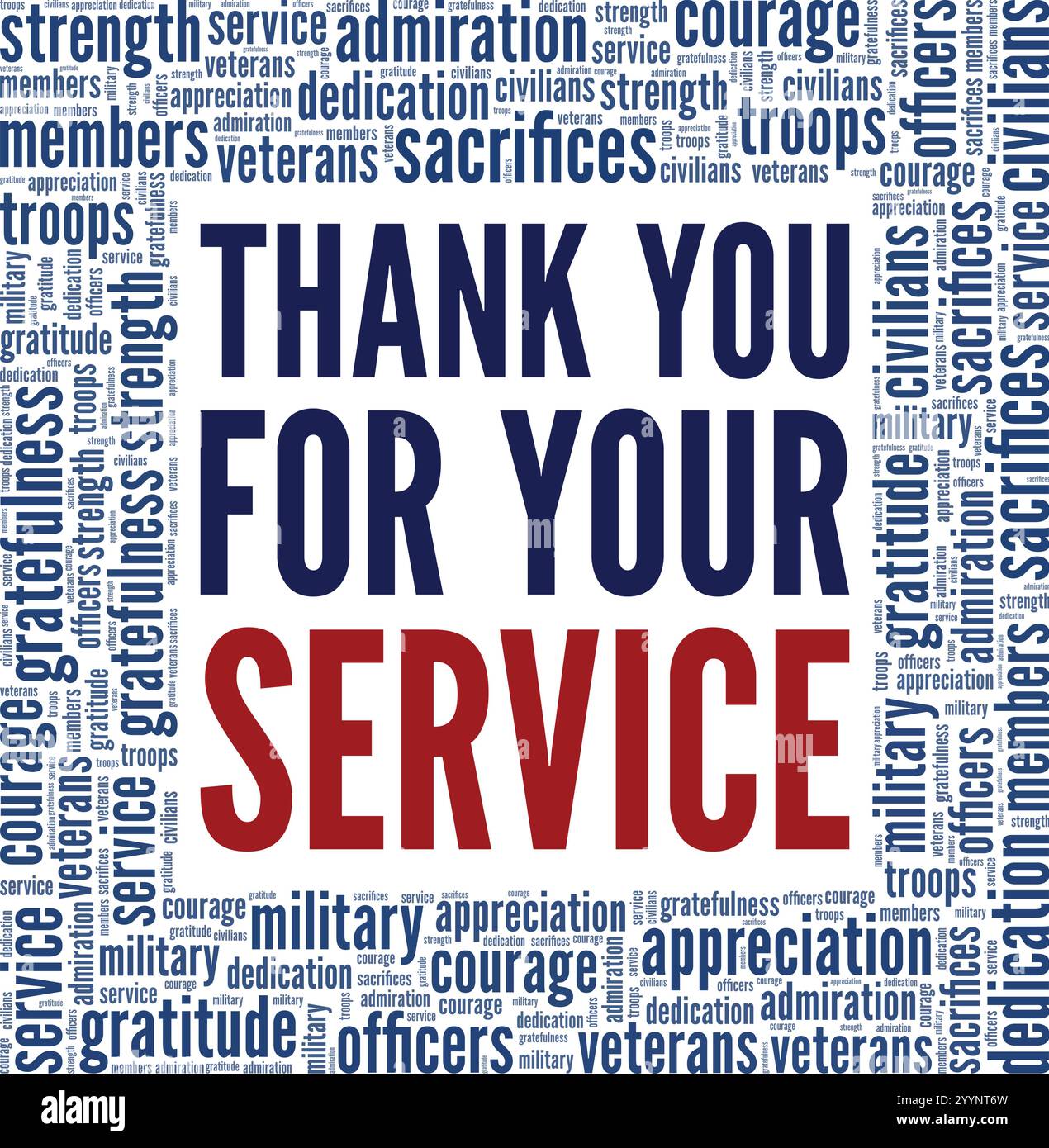 Thank You for Your Service TYFYS word cloud conceptual design isolated ...