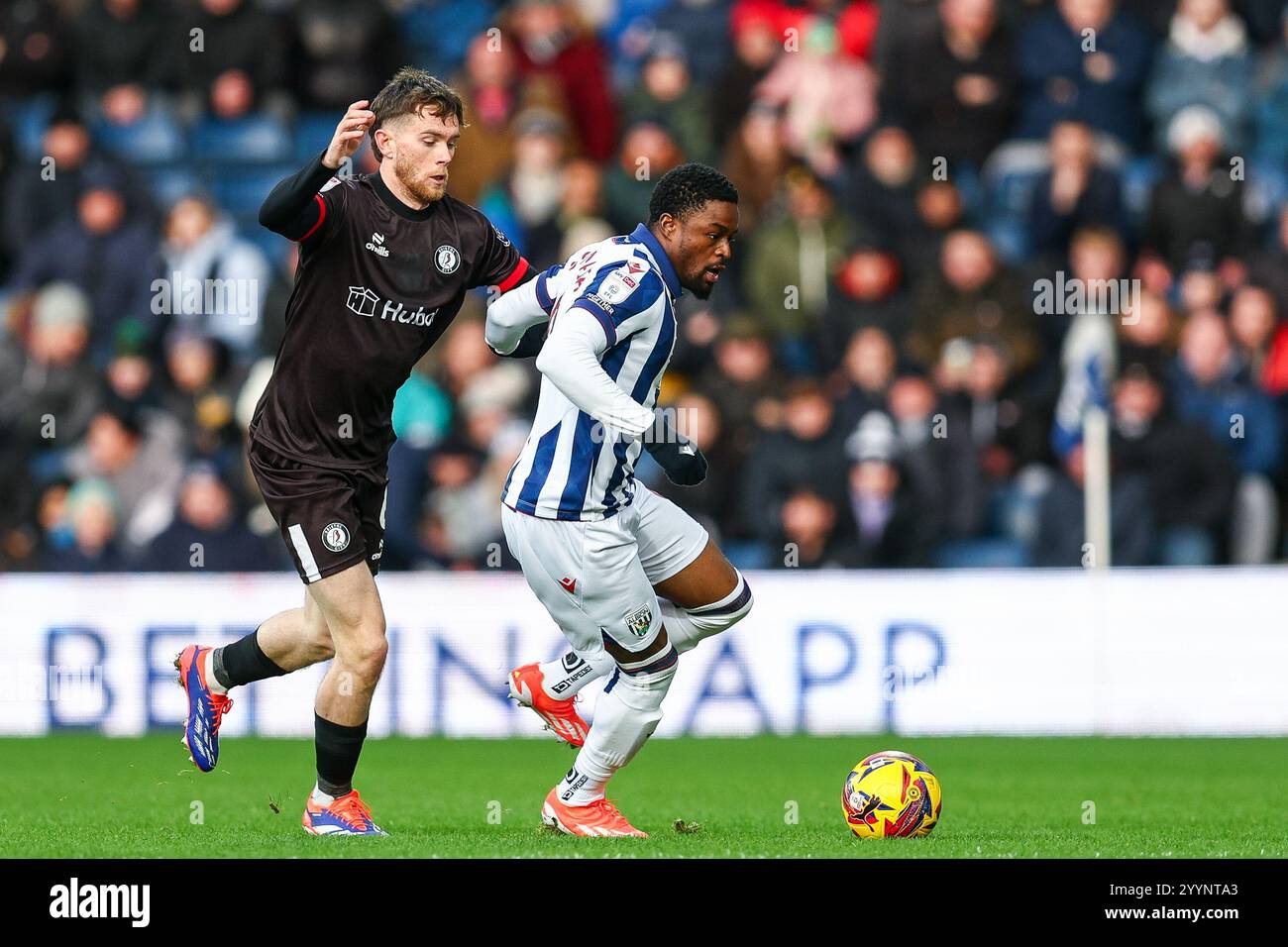 #6, Max Bird of Bristol City & #9, Josh Maja of WBA battle for ...