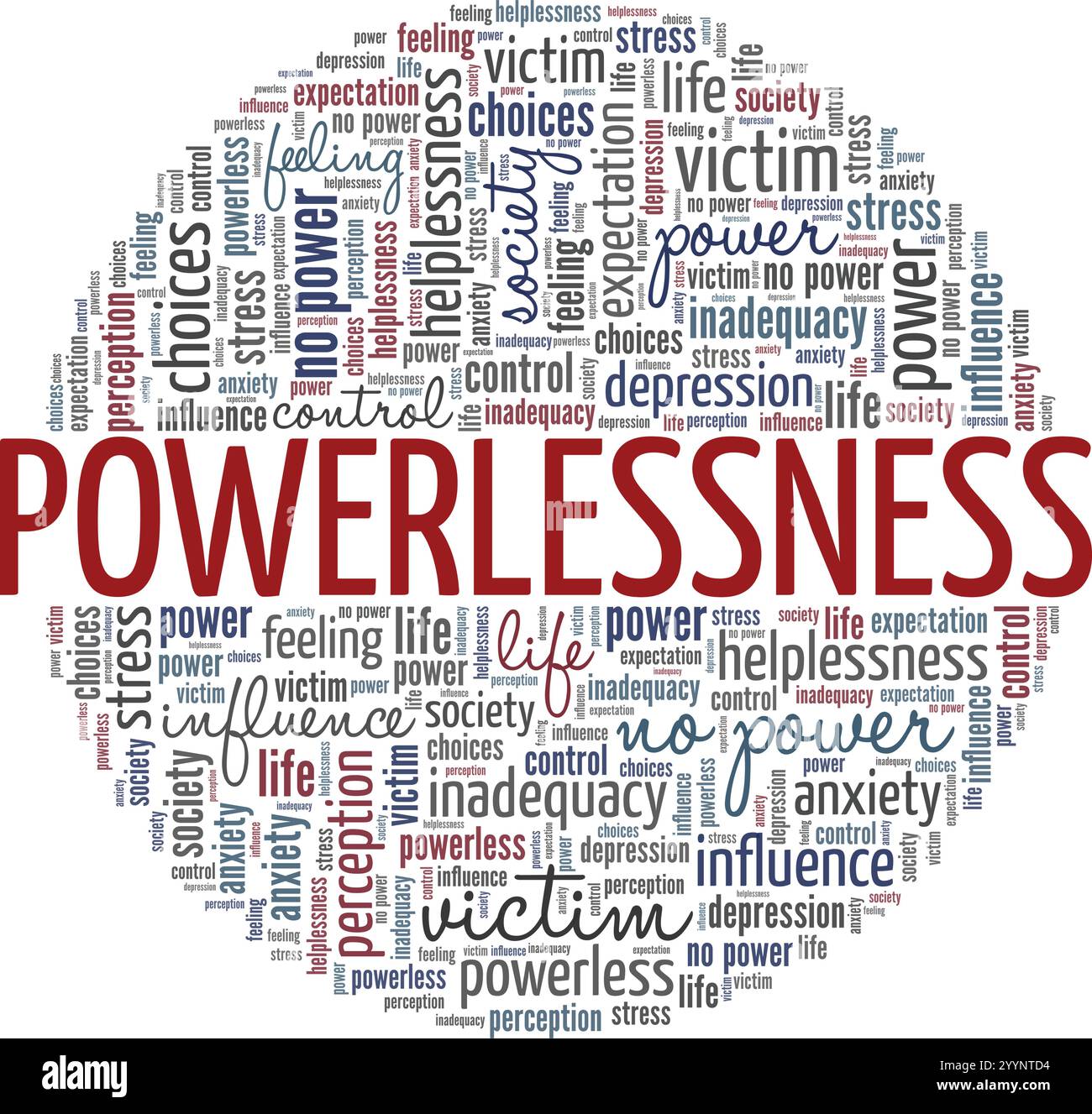 Powerlessness word cloud conceptual design isolated on white background ...