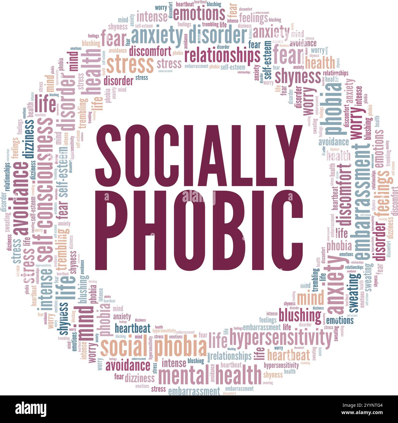 Socially Phobic word cloud conceptual design isolated on white ...