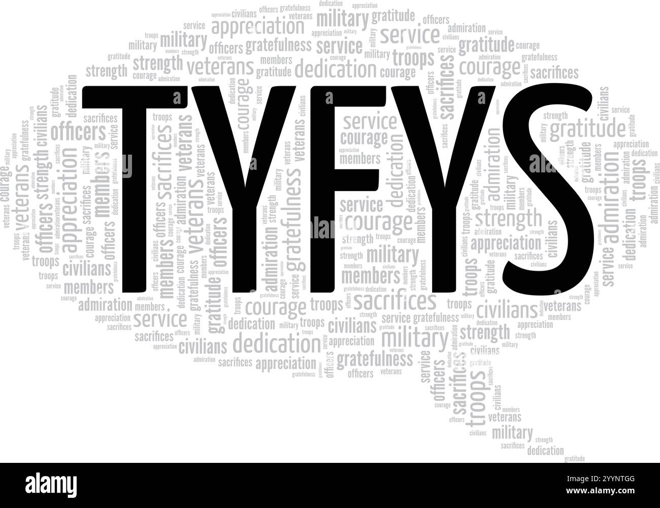 Thank You for Your Service TYFYS word cloud conceptual design isolated on white background Stock ...