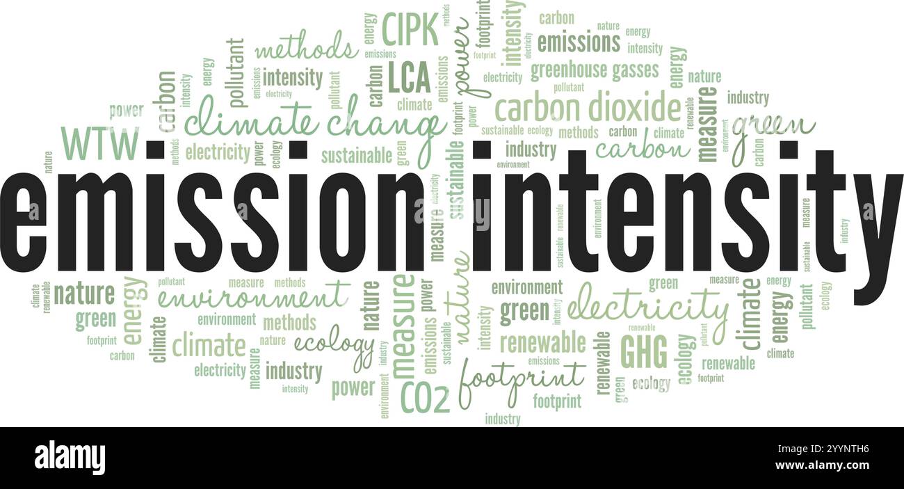 Emission Intensity word cloud conceptual design isolated on white ...