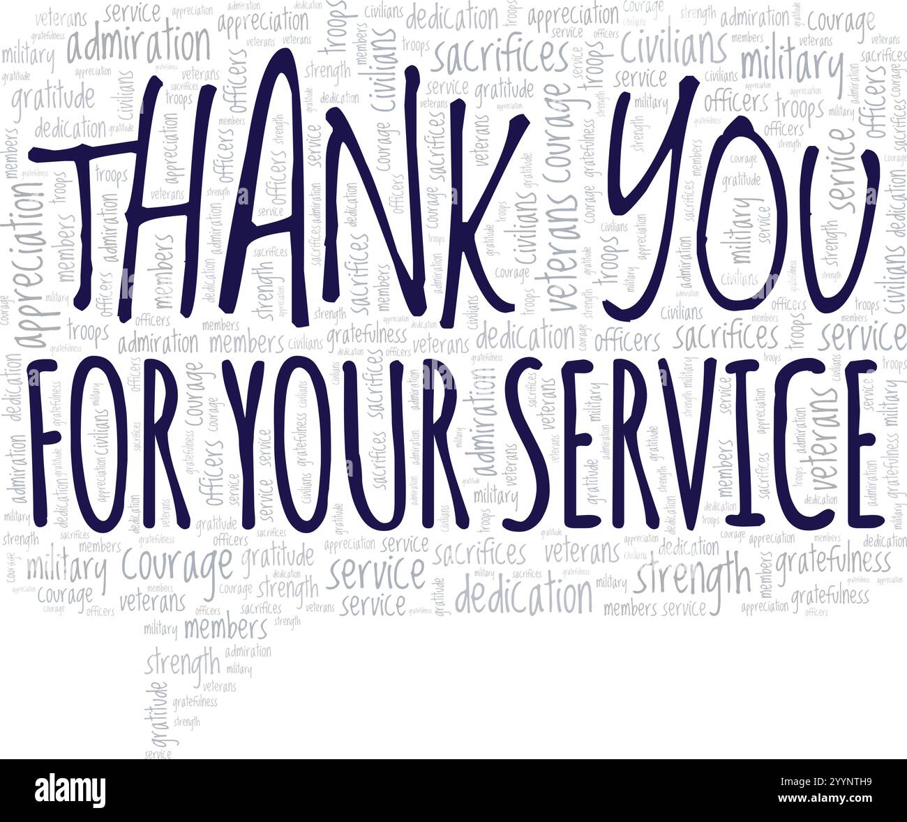 Thank You for Your Service TYFYS word cloud conceptual design isolated ...