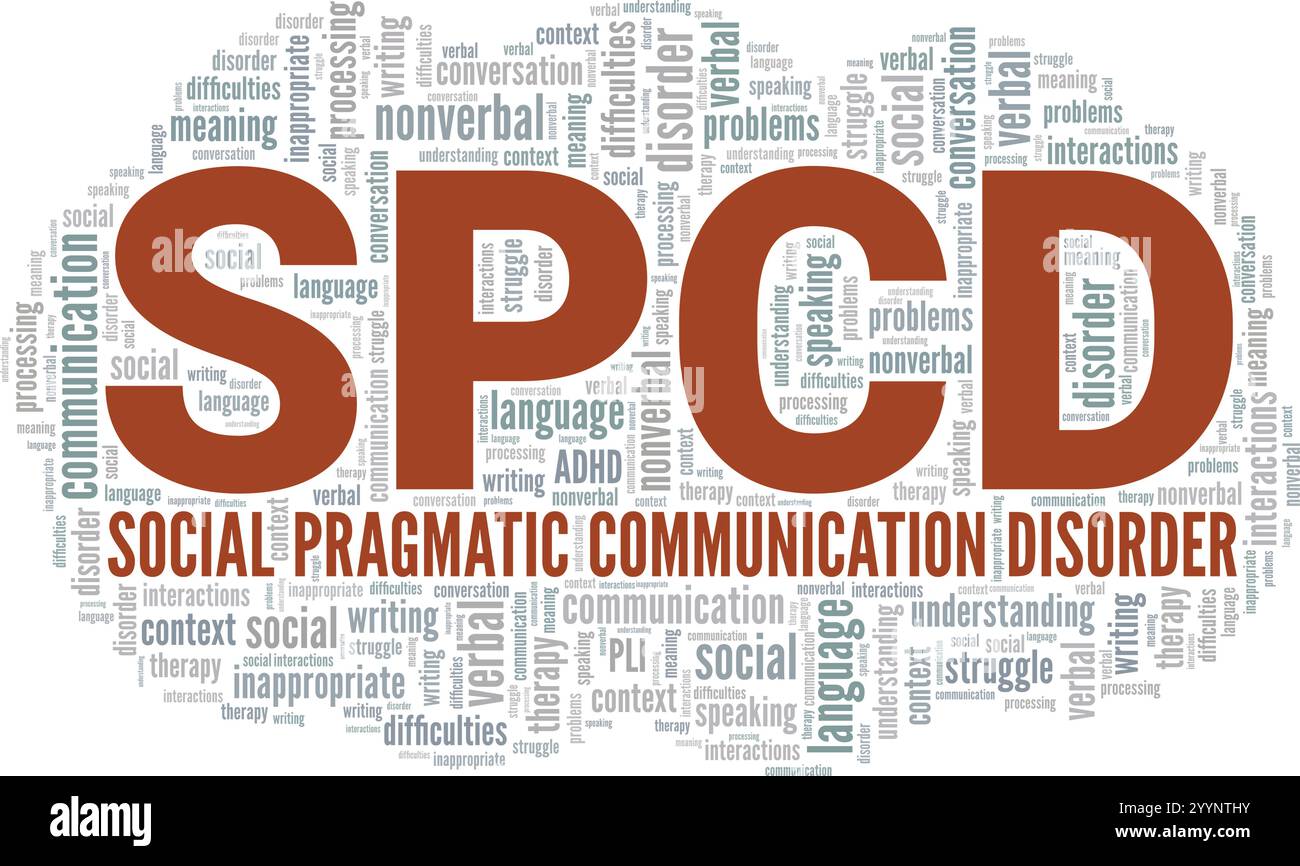 SPCD Social Pragmatic Communication Disorder word cloud conceptual ...