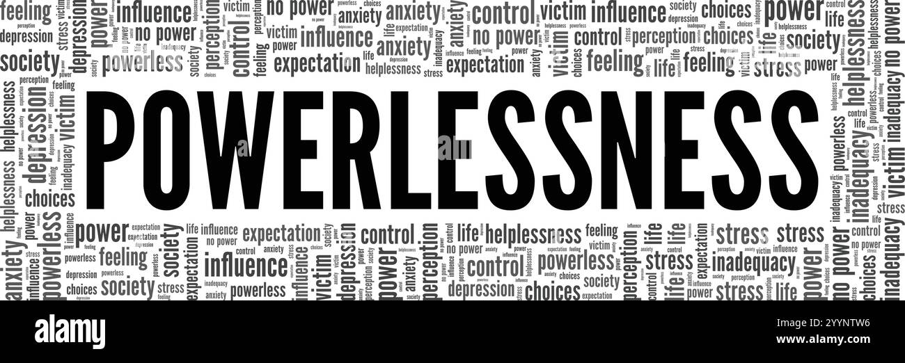Powerlessness word cloud conceptual design isolated on white background ...