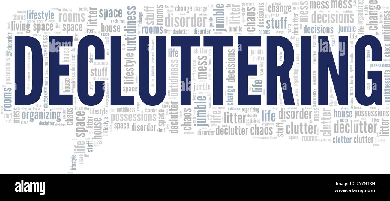 Decluttering word cloud conceptual design isolated on white background ...