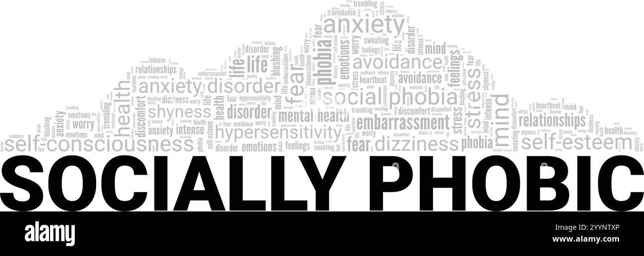 Socially Phobic word cloud conceptual design isolated on white ...