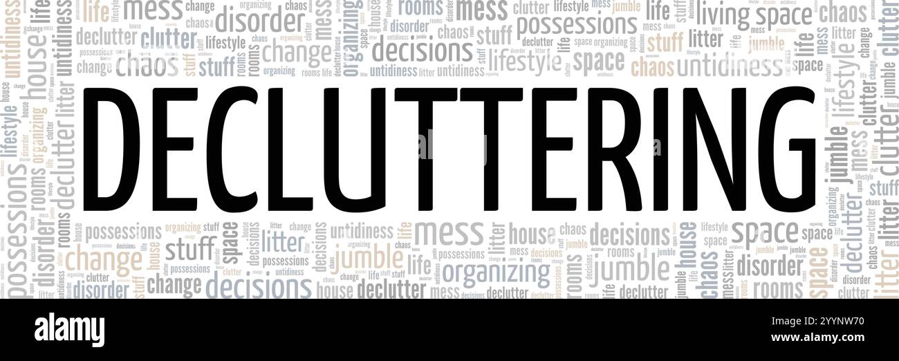 Decluttering word cloud conceptual design isolated on white background ...