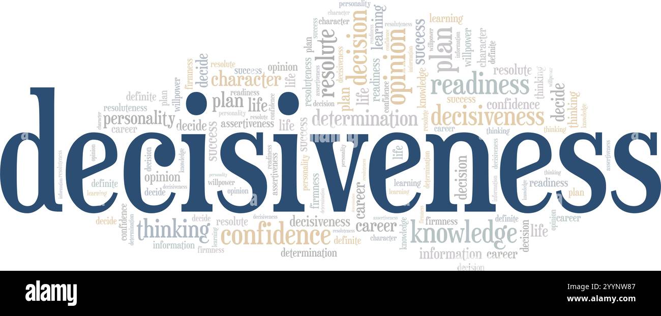 Decisiveness word cloud conceptual design isolated on white background ...
