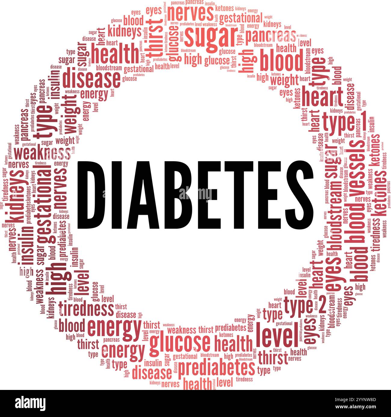 Diabetes word cloud conceptual design isolated on white background ...