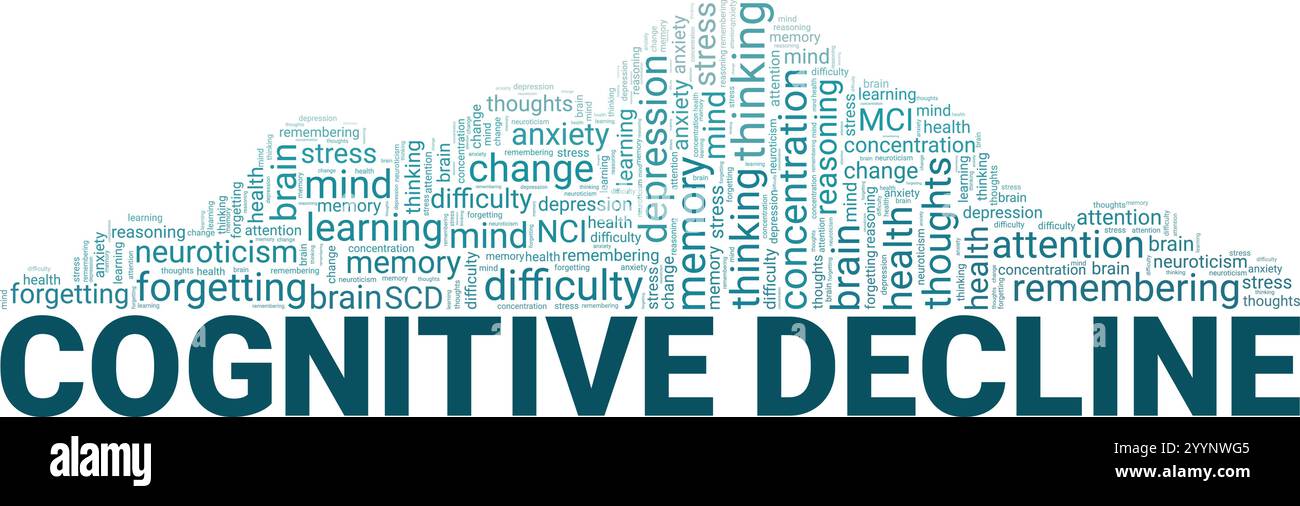 Cognitive Decline word cloud conceptual design isolated on white ...