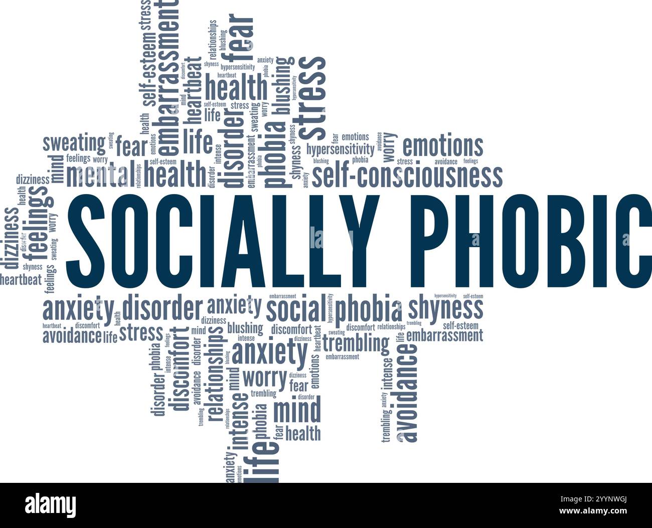 Socially Phobic word cloud conceptual design isolated on white ...