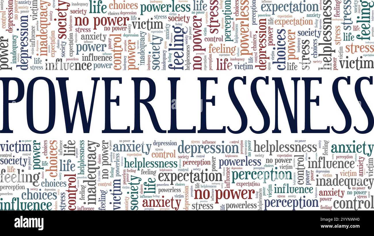 Powerlessness word cloud conceptual design isolated on white background ...