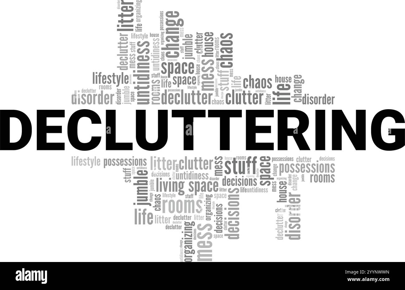 Decluttering word cloud conceptual design isolated on white background ...