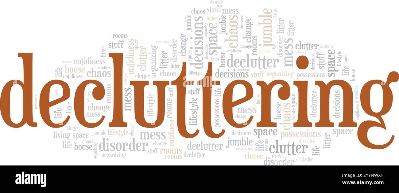 Decluttering word cloud conceptual design isolated on white background ...