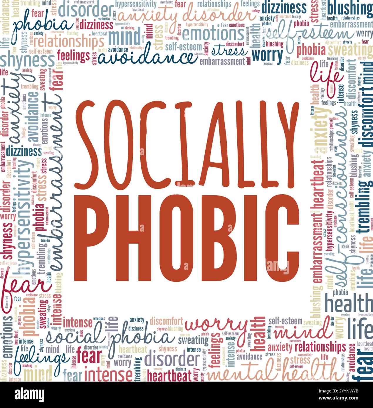 Socially Phobic word cloud conceptual design isolated on white ...