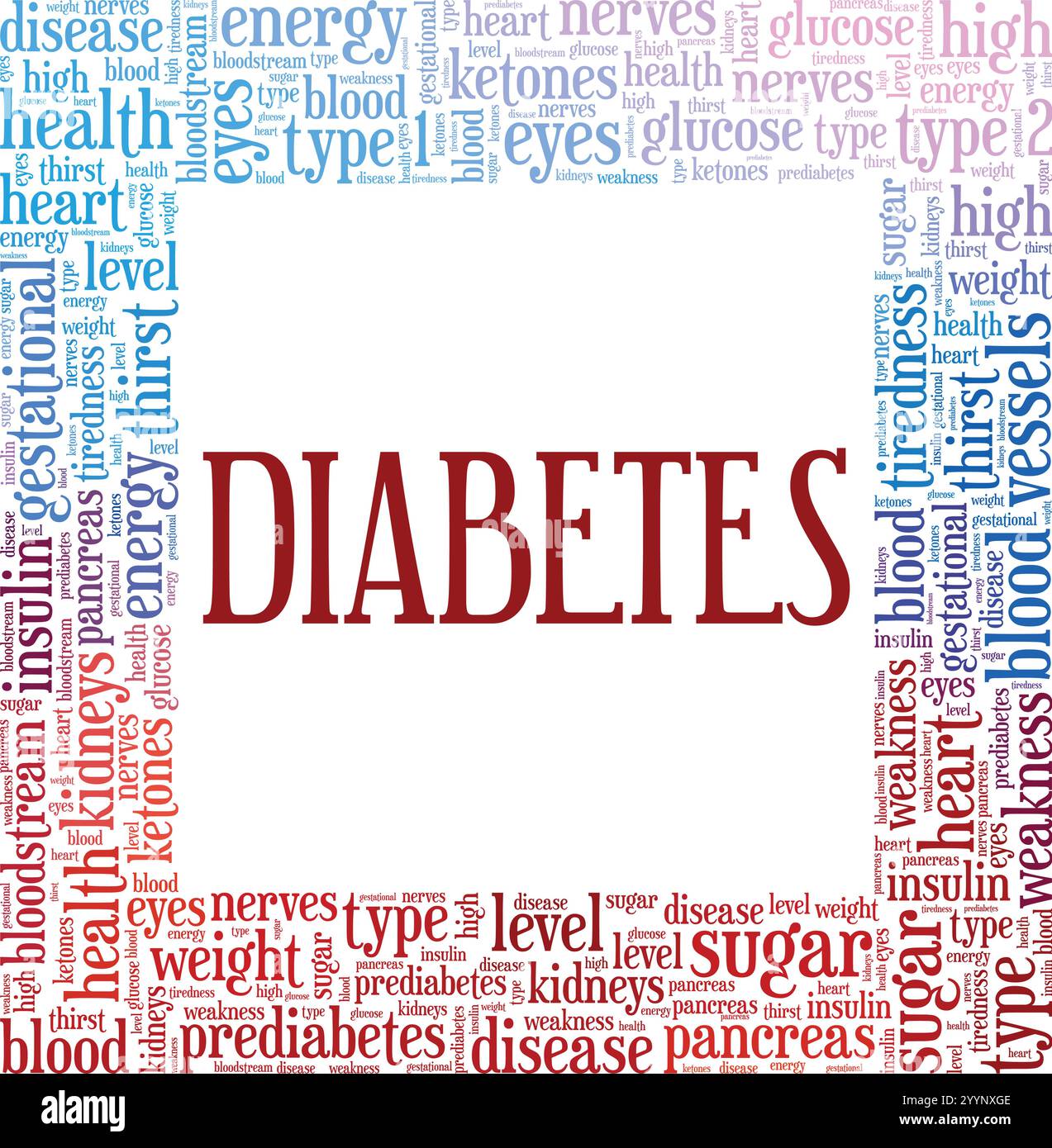 Diabetes word cloud conceptual design isolated on white background ...