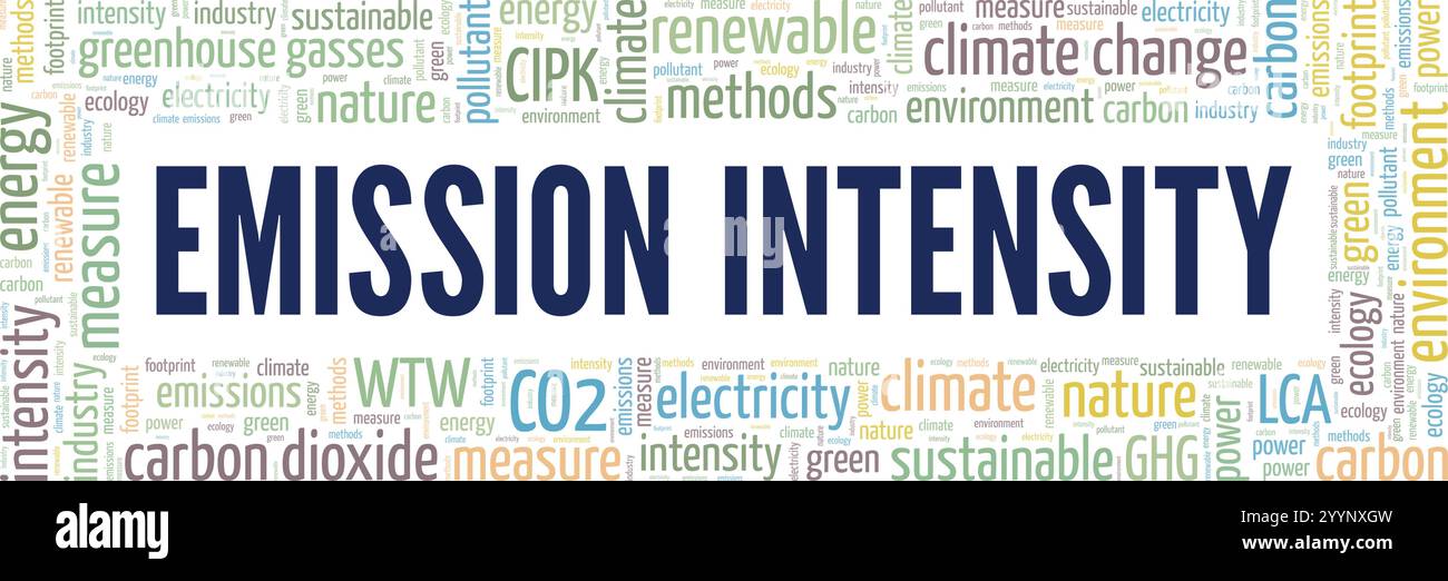 Emission Intensity word cloud conceptual design isolated on white ...