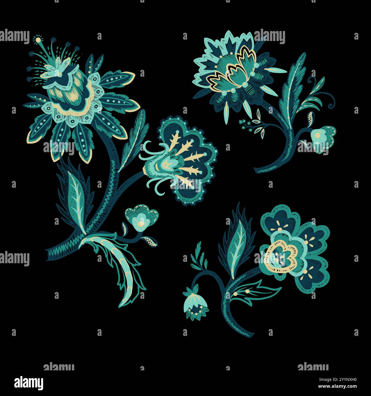 Embroidered Indian elements isolated. Vector Stock Vector Image & Art ...