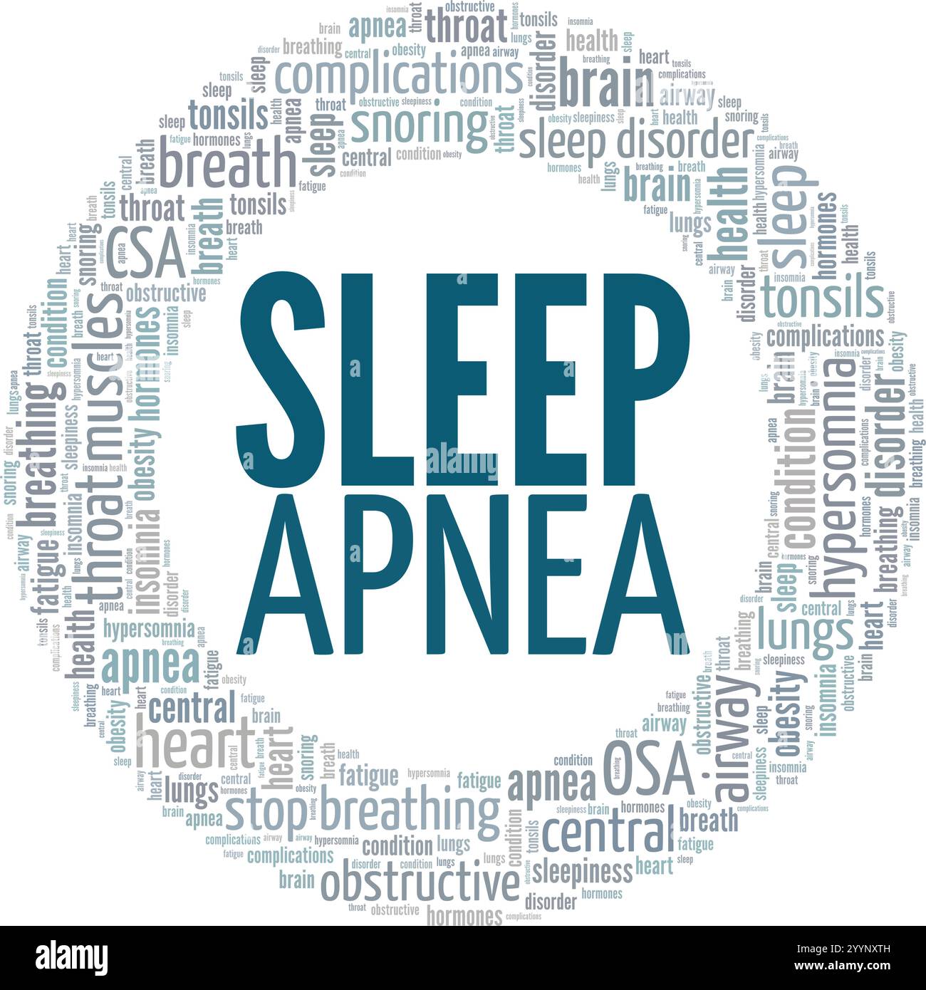Sleep Apnea word cloud conceptual design isolated on white background ...