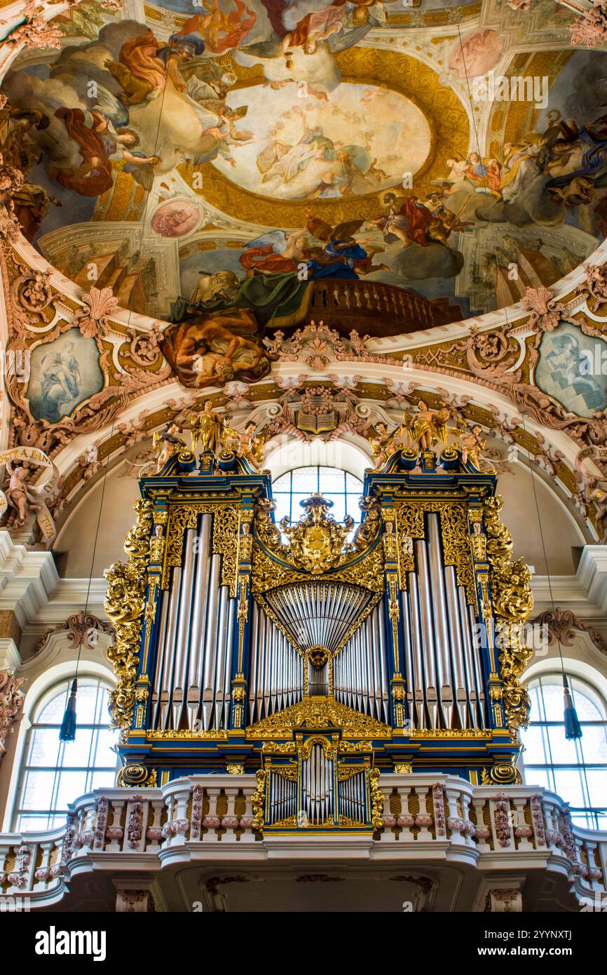 Old pipe organ in Cathedral of St. James, Old Town, Innsbruck, Tyrol ...