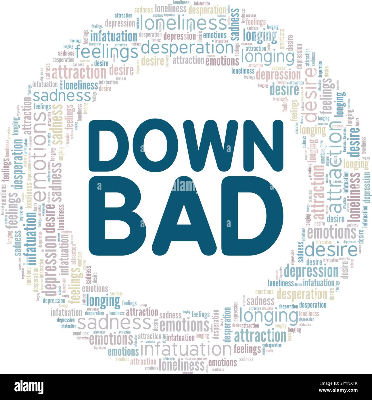 Down Bad word cloud conceptual design isolated on white background ...