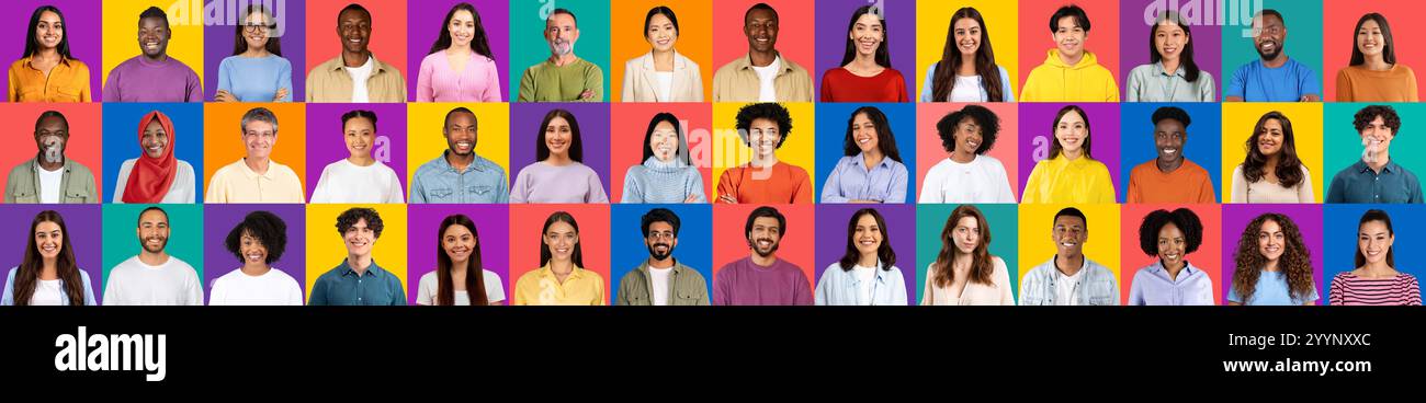 Diverse faces celebrating unity and happiness in a vibrant collage ...