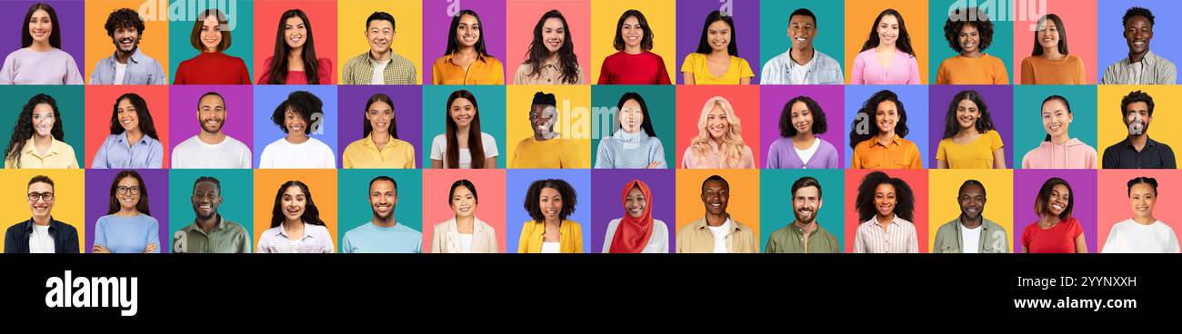 Diverse faces from around the world showcasing unity and happiness ...