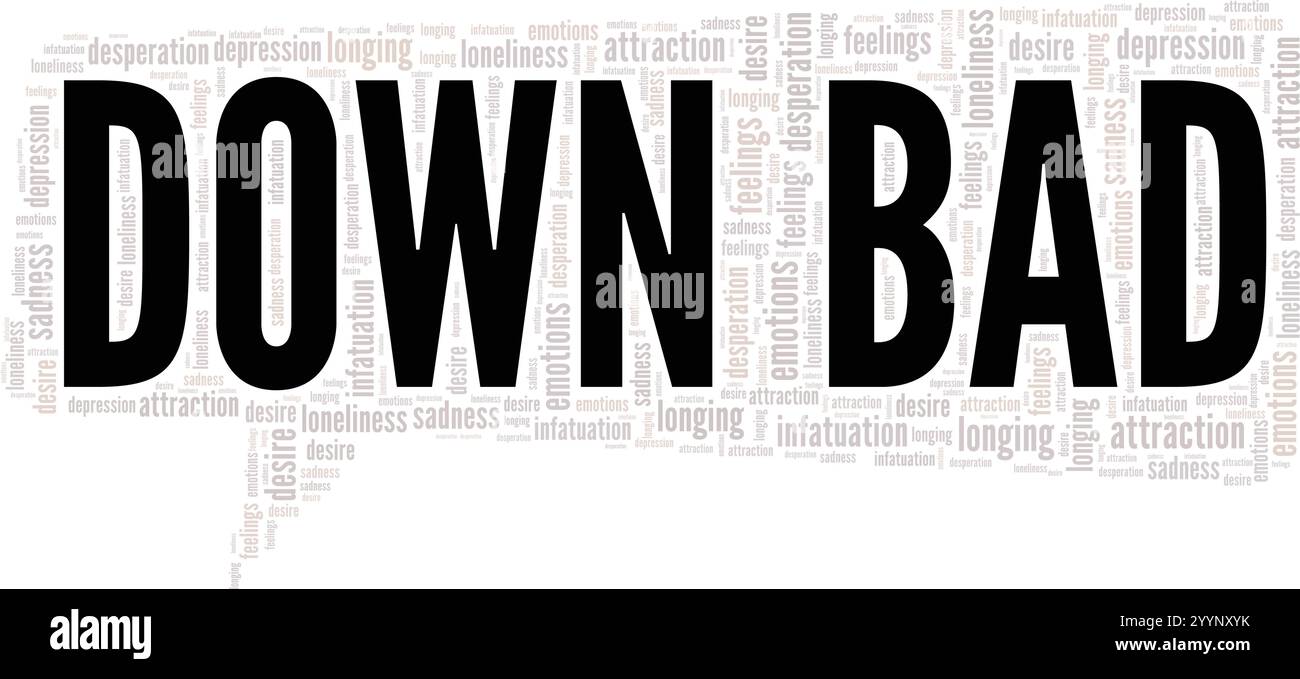 Down Bad word cloud conceptual design isolated on white background ...