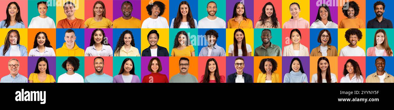 Diverse faces celebrating unity and happiness in a vibrant collage of ...