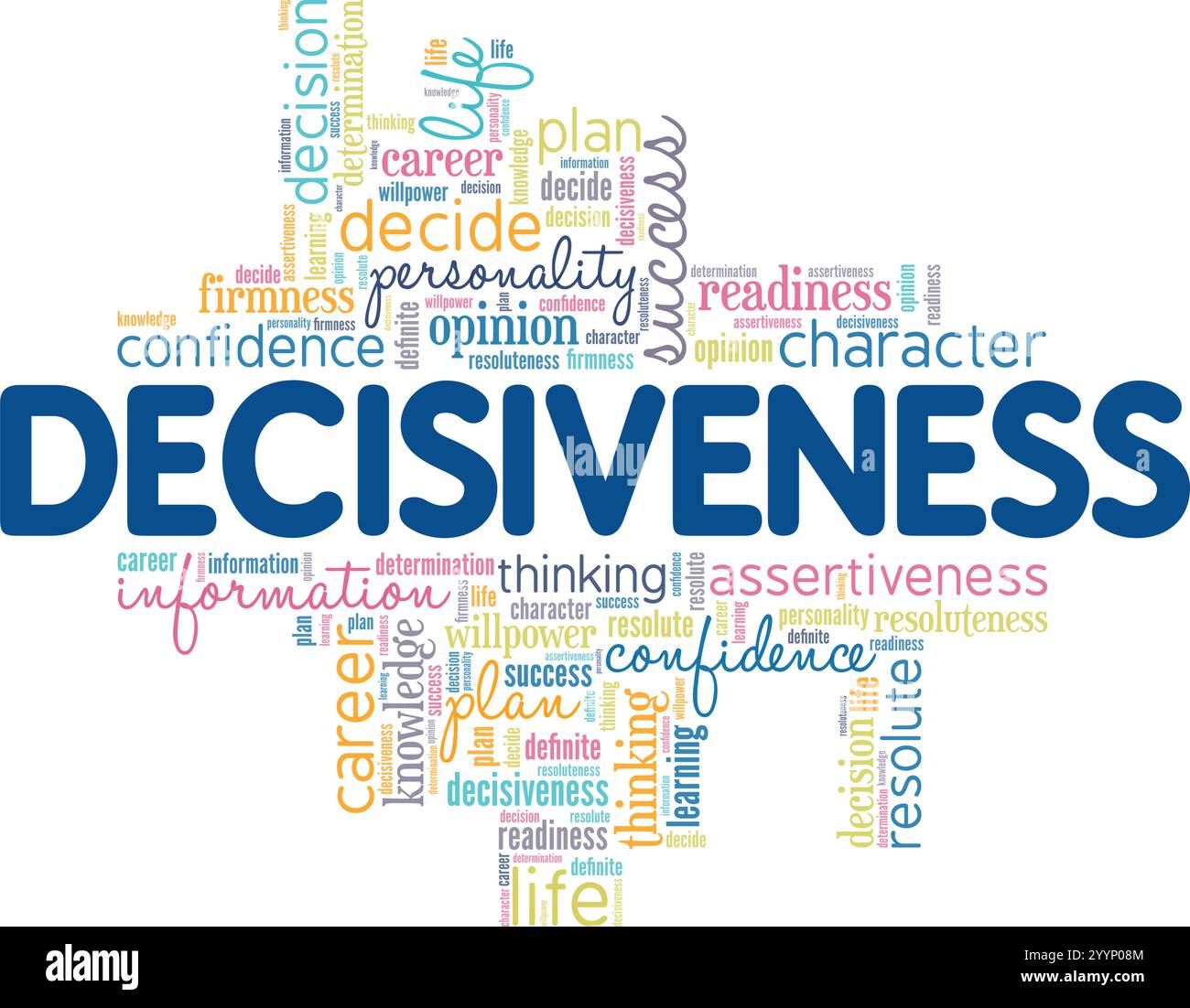 Decisiveness word cloud conceptual design isolated on white background ...