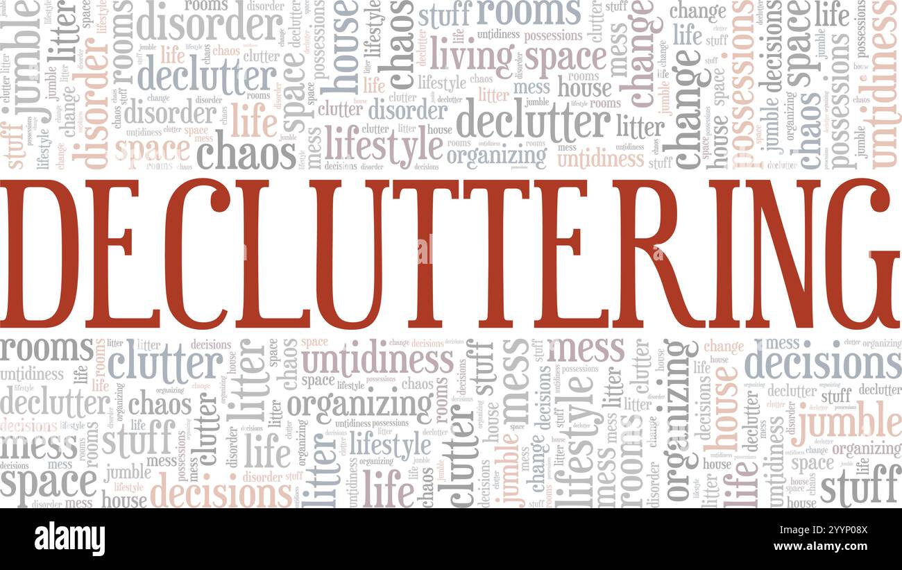 Decluttering word cloud conceptual design isolated on white background ...
