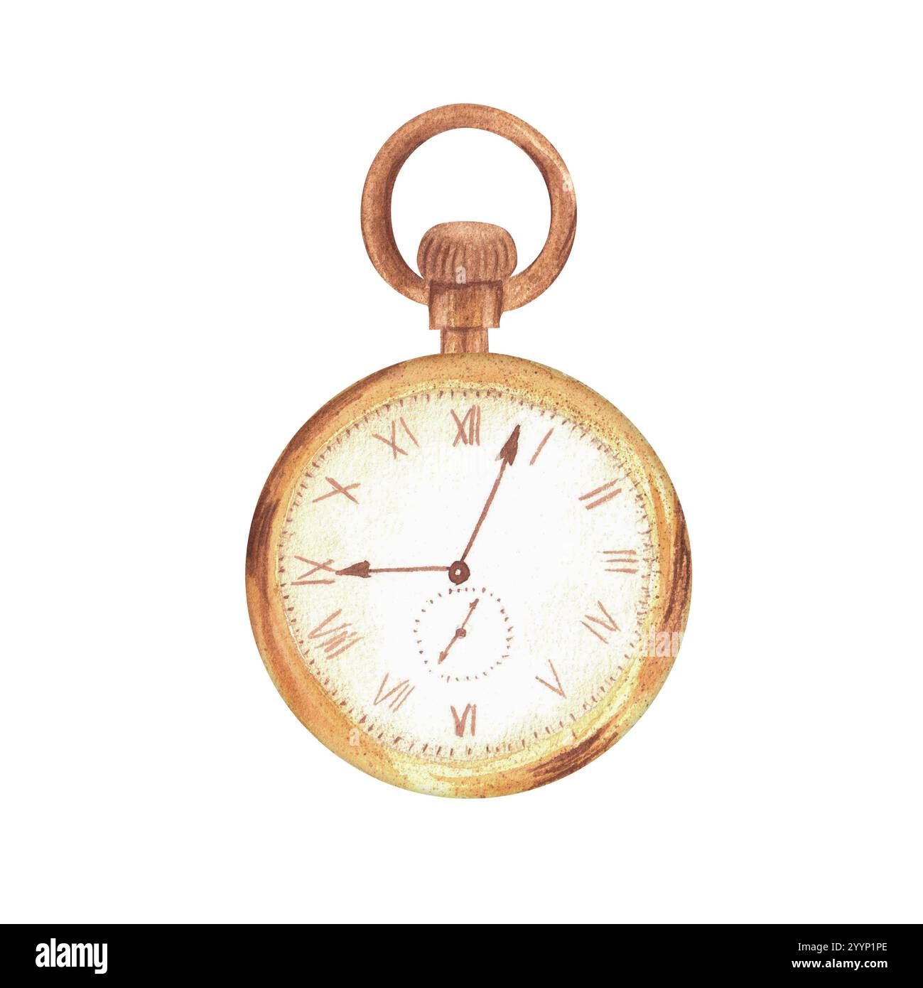 Monochrome antique pocket watch in ochre color. Retro pocket watch. Old ...