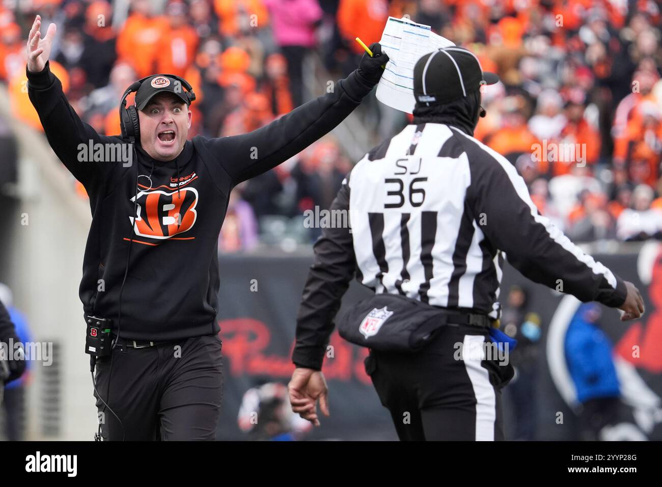 Cincinnati Bengals head coach Zac Taylor reacts to a pass interference ...