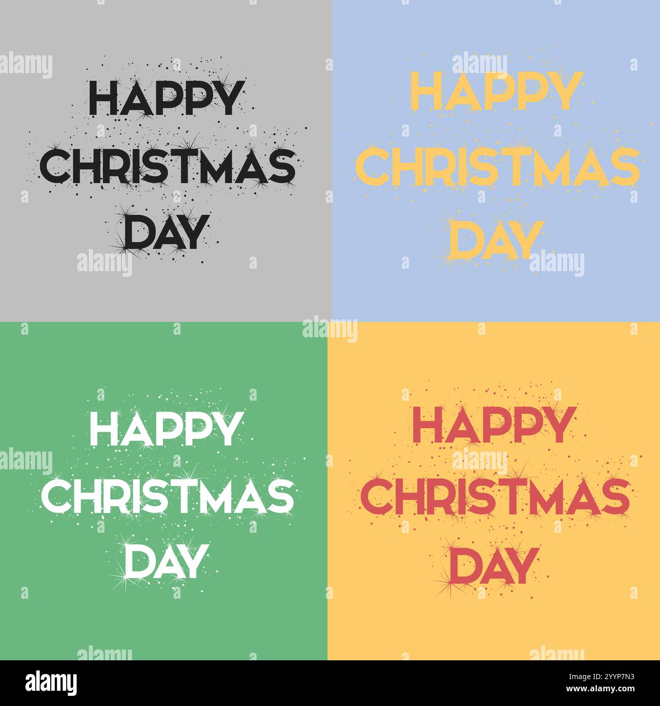 4 bundle Happy Christmas day text typography in red, white, yellow ...