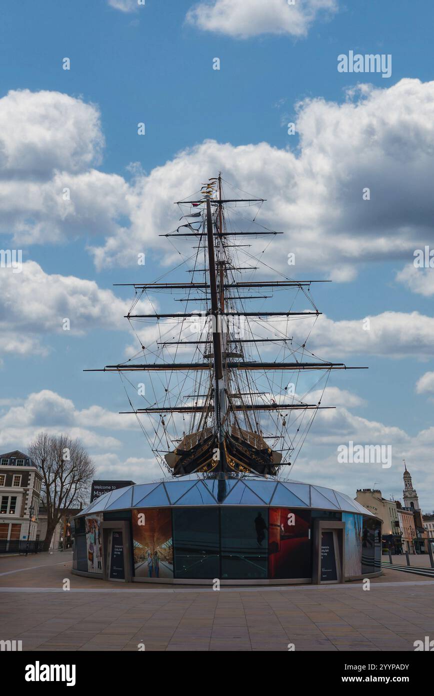Cutty Sark and Modern Glass Structure in Greenwich, London Stock Photo ...