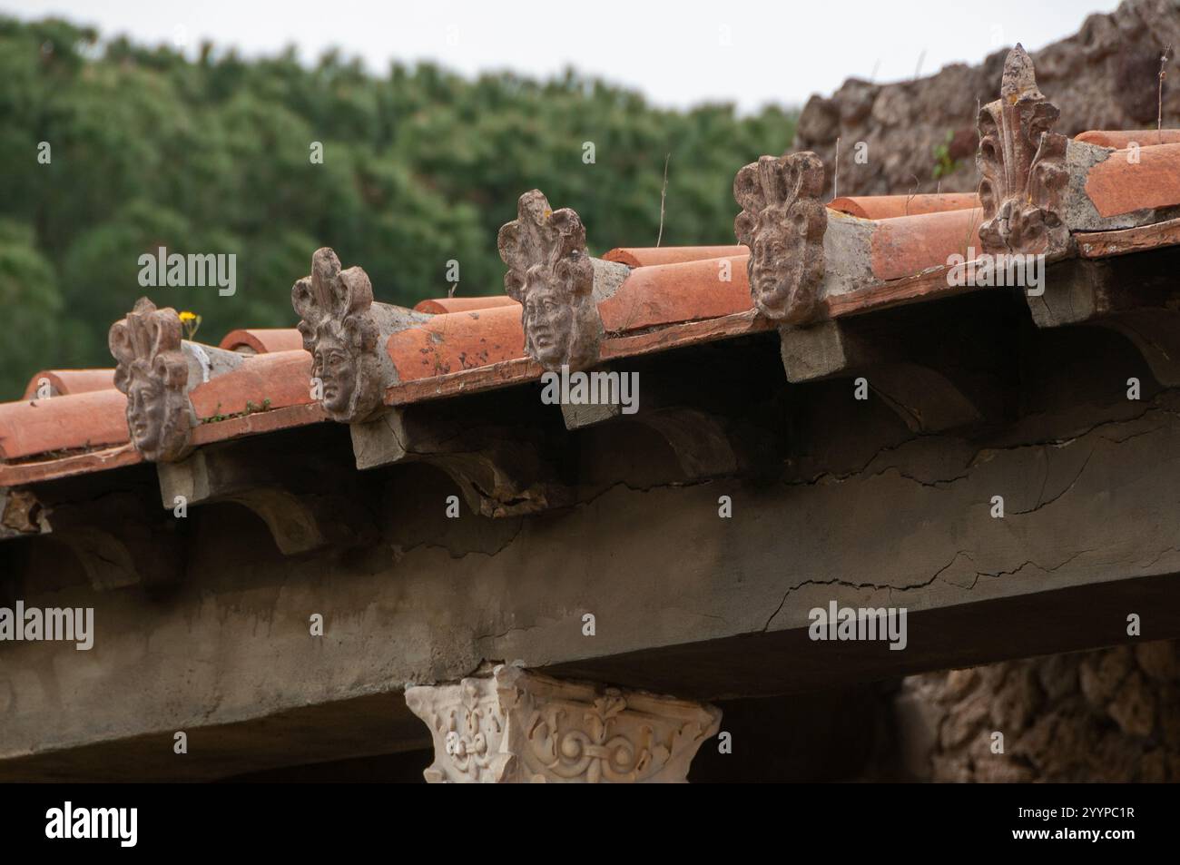 Detail of the antefixes on the roof of the Praedia of Iulia Felix in ...