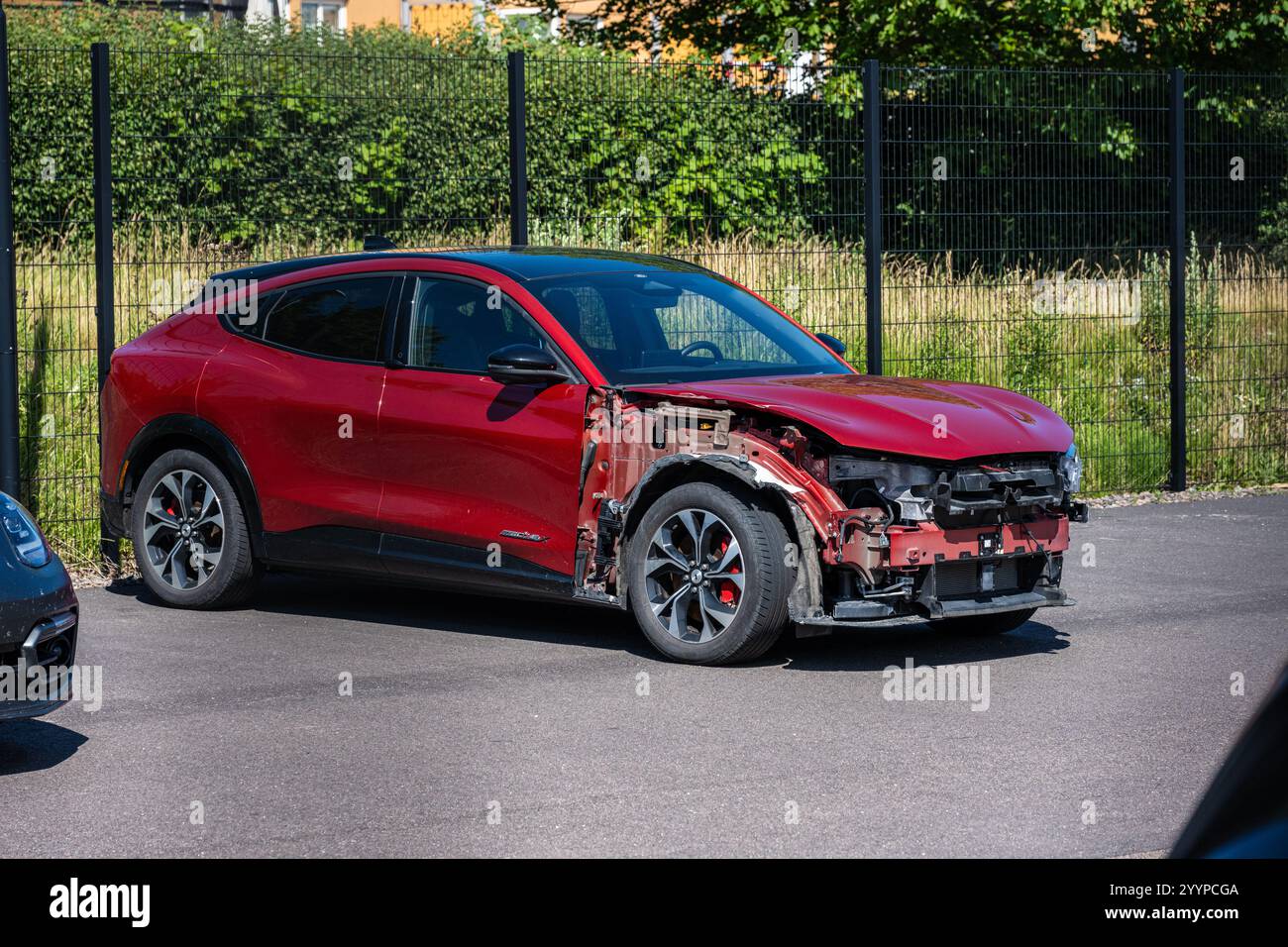 Gothenburg, Sweden - July 08 2023: Red Ford Mustang Mach-e electric car ...
