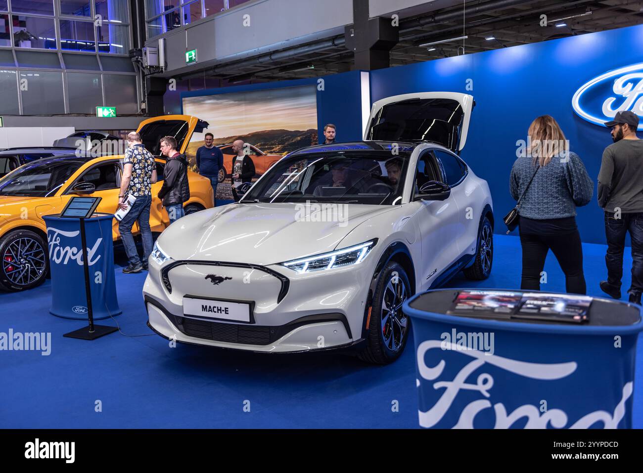 Gothenburg, Sweden - december 05 2021: White Ford Mustang Mach-e ...