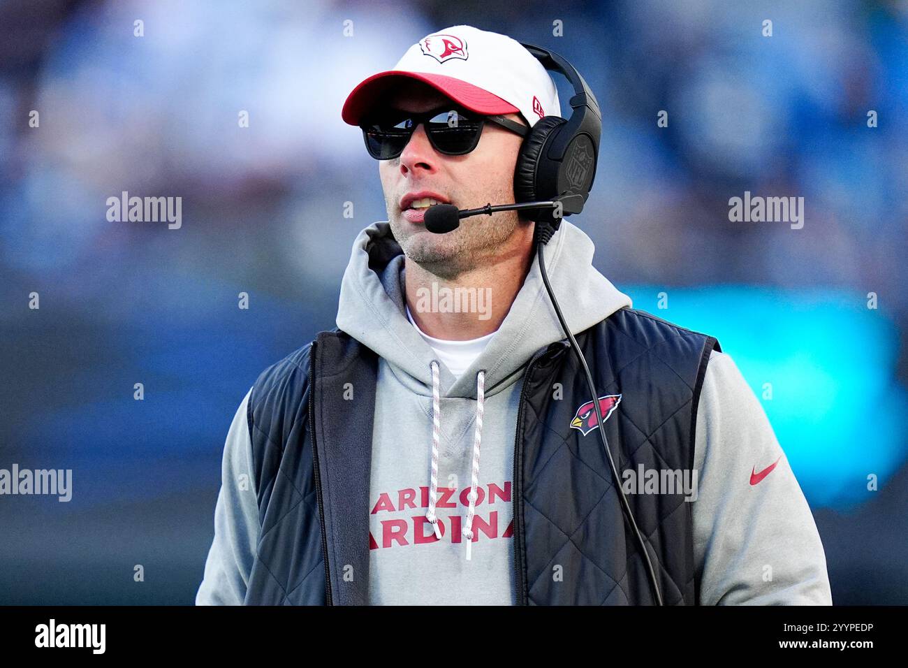 Arizona Cardinals head coach Jonathan Gannon watches during the second ...