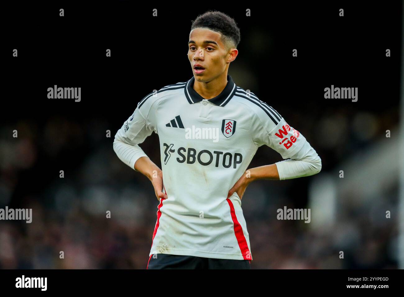 Joshua King of Fulham looks on during the Premier League match Fulham vs Southampton at Craven ...