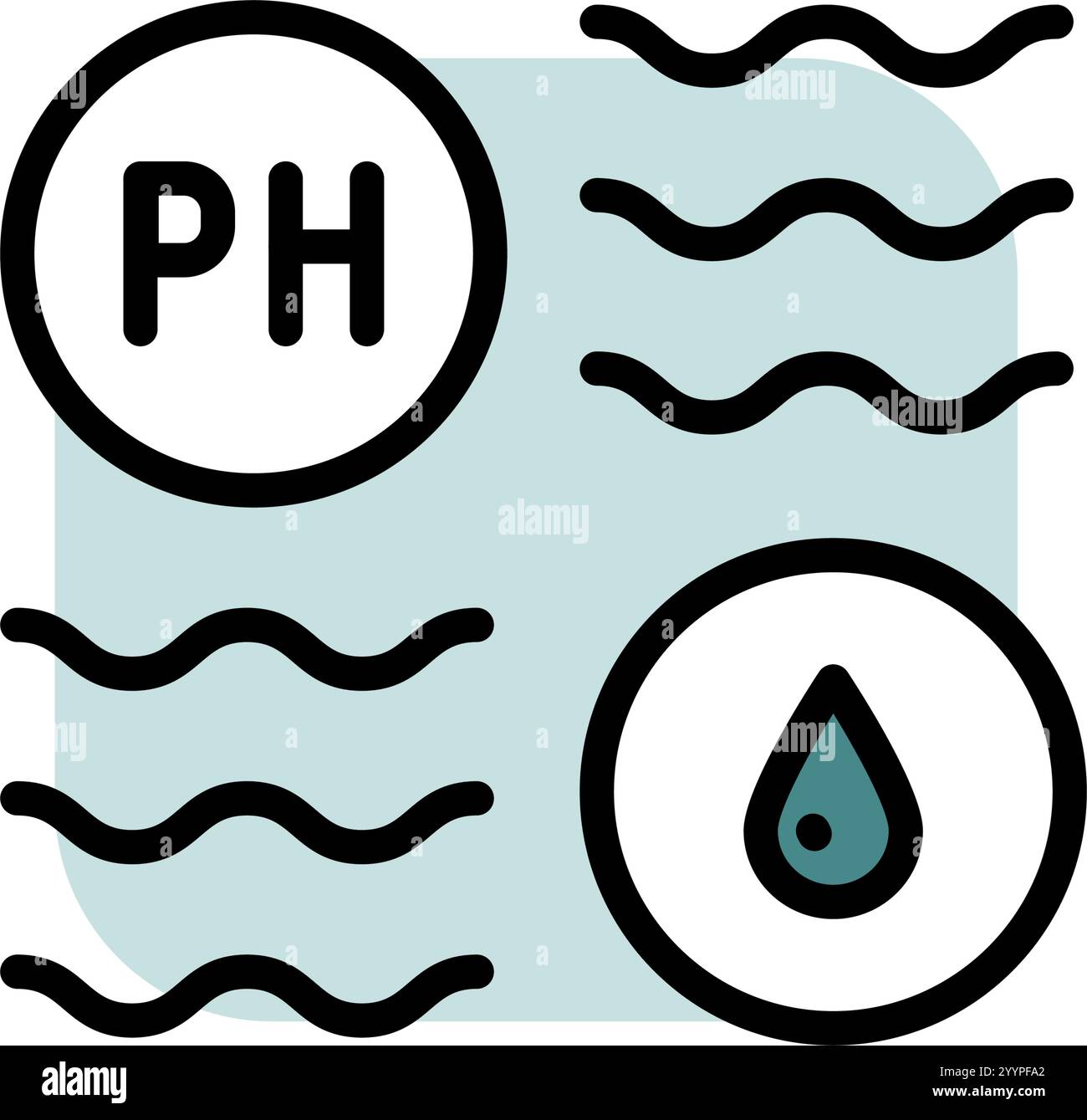 Water Quality and Water Treatment Vector Color Icon. PH Balance and ...